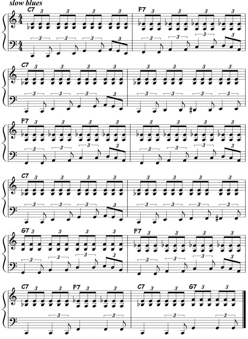 Blues Piano Lesson: Major 12-Bar Blues: Slow Triple-Feel Comping ...