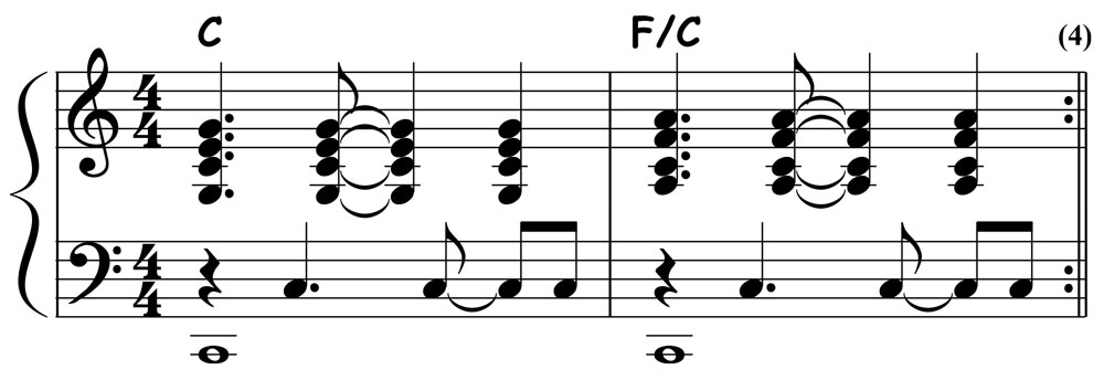 Pop/Rock Piano Lesson: Major 1 4 Chord Progression: Comping Pattern #3 ...